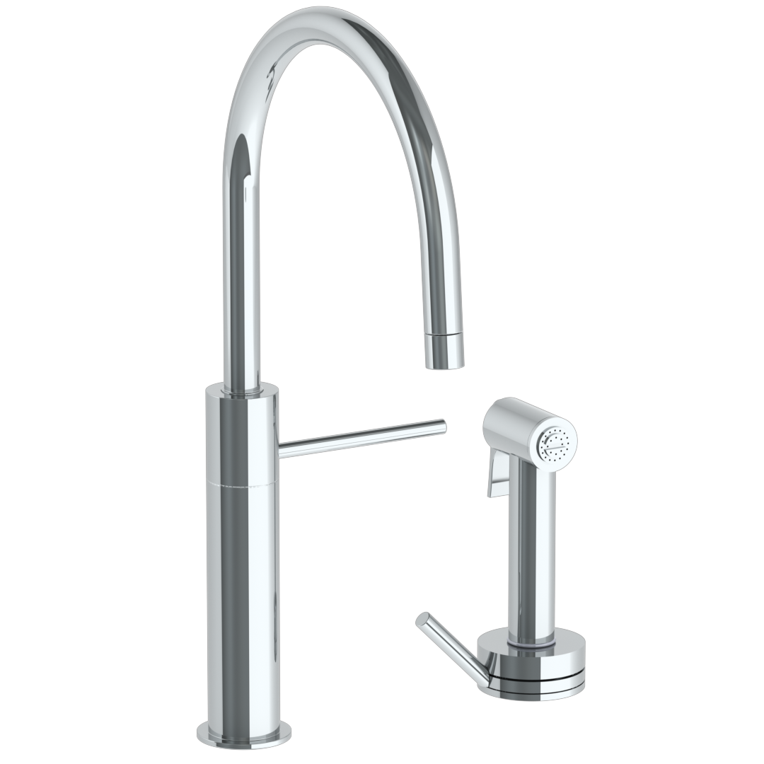 Titanium Deck Mounted 2 Hole Gooseneck Kitchen Set - Includes Side ...